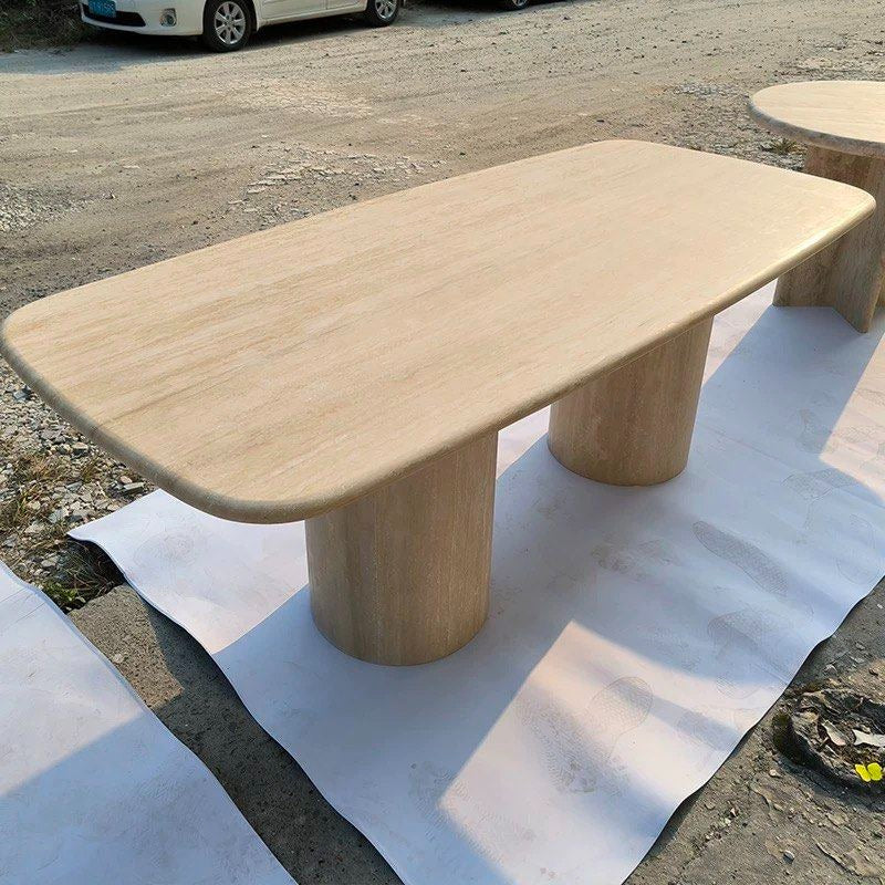 AUBREY Modern Travertine Dining Table – Radical Homes